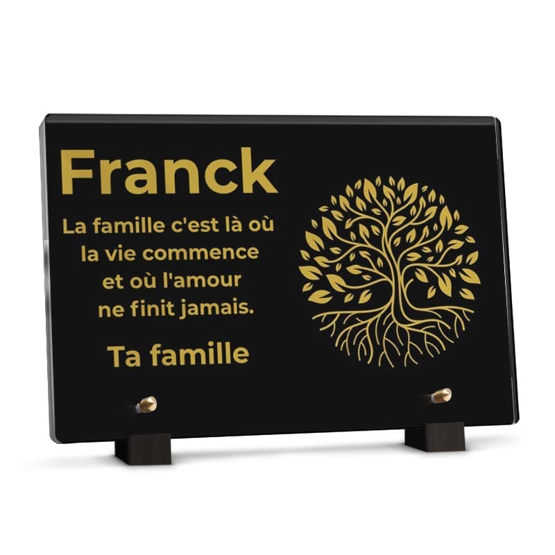 Plaque fond noir et arbre de vie doré